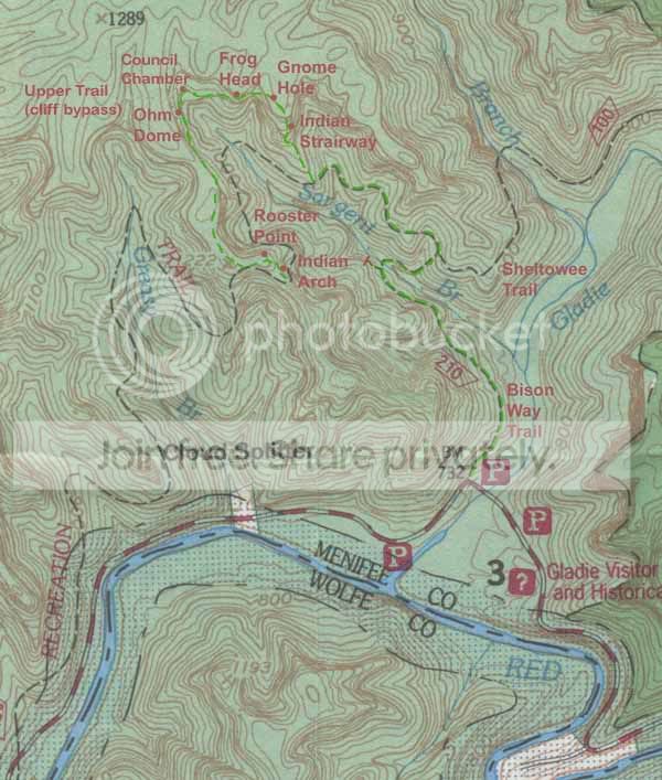 Indian Staircase Loop Trail Topo -Red River Gorge- | TreasureNet.com